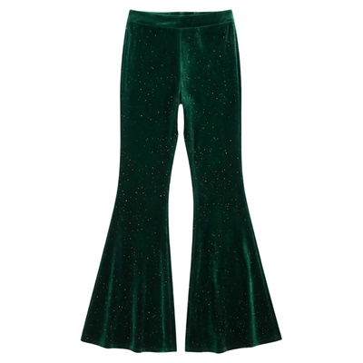 高腰显瘦闪银喇叭裤High waisted slimming silver flared pants