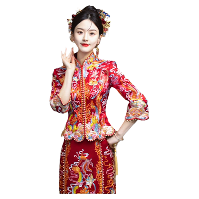 重工红色龙凤褂婚服新款