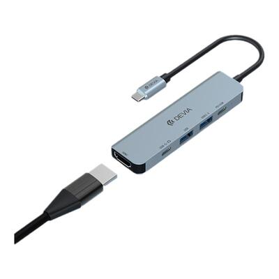 迪沃DEVIA迅达系列C转USB*2+C+PD100W+HDMI(4K)五合一集线器笔记本电脑平板手机转接器