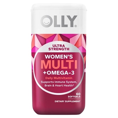 【6号0点付尾款！】OLLY女性鱼油复合维生素女士omega 3胶囊60粒
