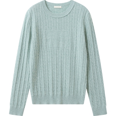 【羊毛】播蓝色圆领宽松针织毛衣女秋冬气质上衣DDS4SD5291