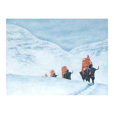 【犀牛艺廊】雪地牦牛装饰画