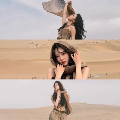 废土风穿搭沙漠头巾民族风围巾大西北亚麻褶皱丝巾凹造型辣妹披肩