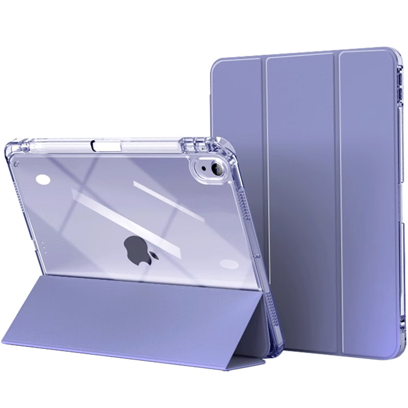 亚克力2022新款ipadair5保护套适用苹果ipadpro壳带笔槽11寸2021全包ari4防弯平板10轻薄9代透明22三折21紫色_虎窝淘