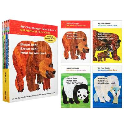 棕色的熊你看见了什么 Brown Bear What DoYou See 4册套装英文原版绘本 Eric Carle艾瑞卡尔 廖彩杏吴敏兰书单 宝宝英语启蒙认知