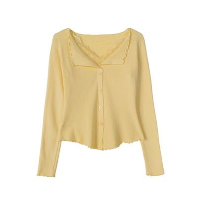 ENJOYME蕾丝拼接针织衫