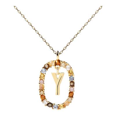 PDPAOLA字母项链西班牙彩色宝石