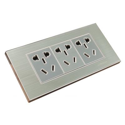 118型不锈钢拉丝开关插座排插