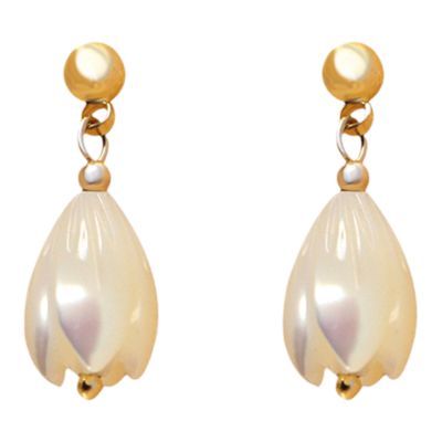 伊灿S925银针白兰花耳环耳夹女