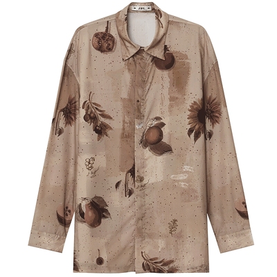 JDV商场同款棕色印花莱赛尔衬衫