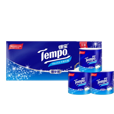 加厚4层有芯卷纸tempo无香