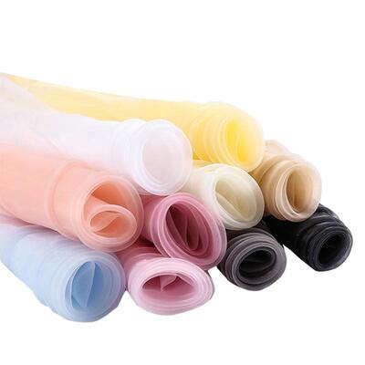 欧根纱布料白色黑色透明硬纱面料