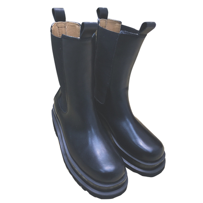 mona同款秋冬圆头厚底中筒机车靴