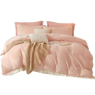 牛奶绒四件套简约博洋家纺