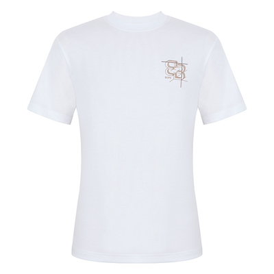 BONI/堡尼2023春夏新品白色圆领棉混纺短袖T恤休闲体恤LP211C12B