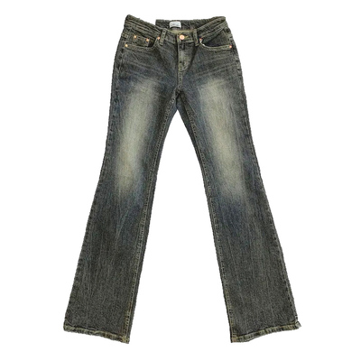 水洗磨白微喇叭显瘦百搭牛仔裤