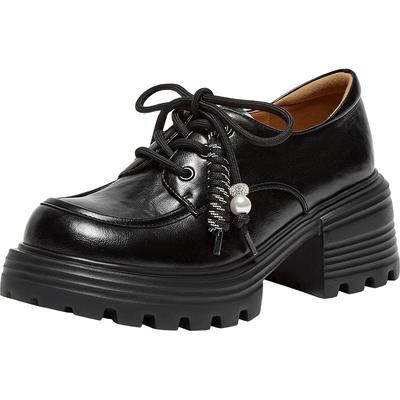 百思图2025秋季新款商场同款牛津鞋复古学院风粗跟女单鞋O9977CM5