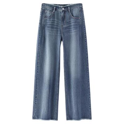 森马凉感抑菌汉麻阔腿牛仔裤女