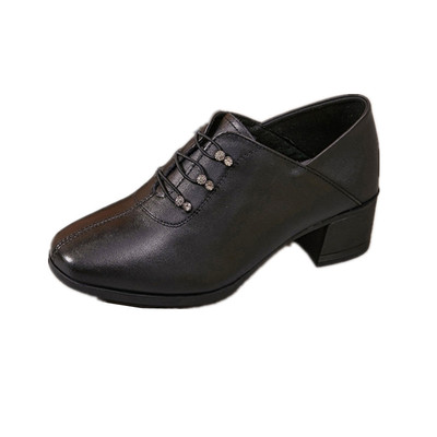 头层牛皮单鞋女2025春秋款妈妈鞋