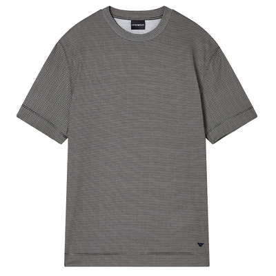 阿玛尼男士刺绣鹰标圆领短袖T恤