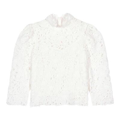 ba&sh纯白蕾丝花卉法式衬衫