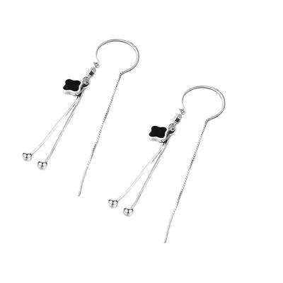 925银四叶草耳线女气质百搭流苏