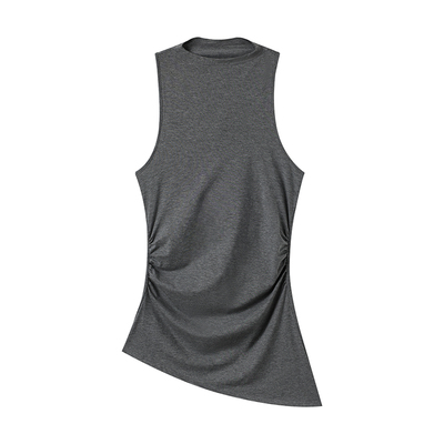 AXIA2025夏季新款圆领挂脖无袖背心女后背扭结设计感上衣中长款