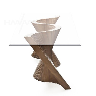 HANMAC意式极简实木餐桌 Wave Dining Table创意玻璃长餐台家用
