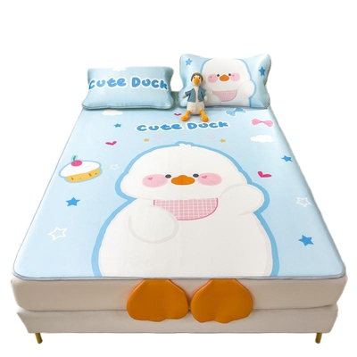 可爱鸭冰丝凉席学生宿舍床三件套