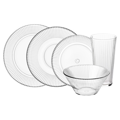 Glasslock盖朗韩国进口家用钢化玻璃餐具餐盘沙拉碗盘子饭碗套装