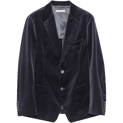 EHE男装藏青蓝色纯棉绒面百搭通勤高级西装外套西服男春夏新款