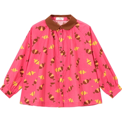 播童装全棉娃娃领单排扣衬衫