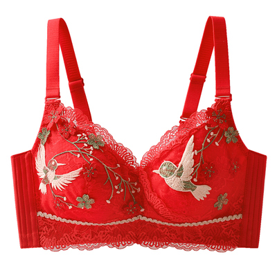 润微茶肌红色内衣女内裤袜子套装