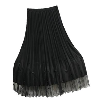 金丝绒半身裙网纱两面穿钉珠纱裙