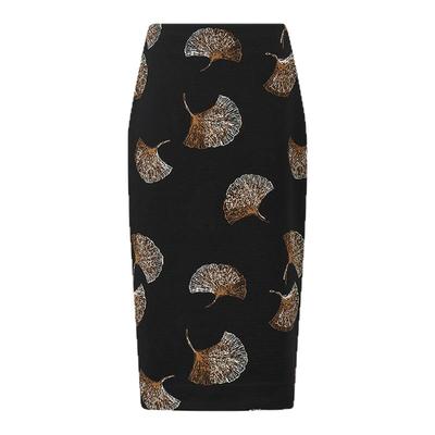 [提花工艺]DVF2025秋冬新款提花银杏叶叠影图案半裙KM3T004