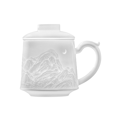 景德镇浮雕玲珑瓷办公室喝茶杯子