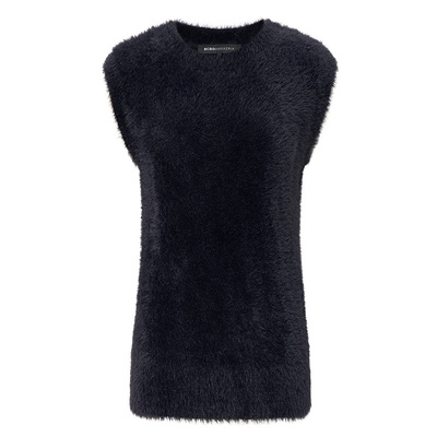 BCBG秋冬新款简约时尚设计感法式柔软羽毛纱圆领无袖女针织背心