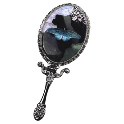 No!whyshop复古蝴蝶折叠手持镜