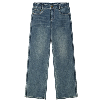 百斯盾显年轻后腰松紧直筒长裤