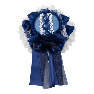 藏蓝宫廷风洛丽塔扁帽发带小礼帽