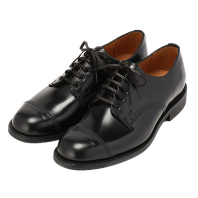 复古风低帮亮面黑色系带皮鞋