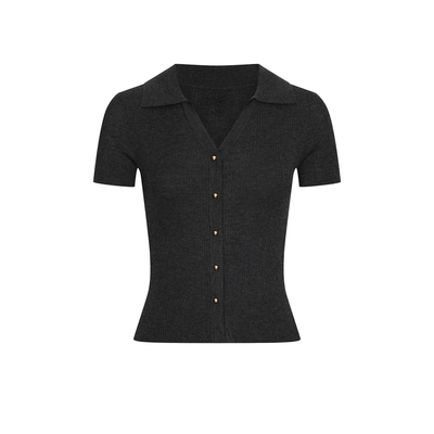 UR&DC2026春季新款高级感气质通勤短袖POLO领针织开衫女短款上衣