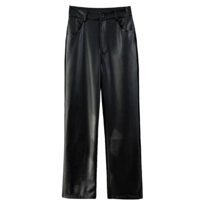 显瘦宽松加绒阔腿年度神哑光皮裤