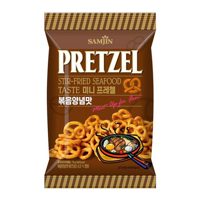 3袋包邮 推荐！韩国便利店SAMJIN迷你德国结碱水结饼干海鲜芥末味