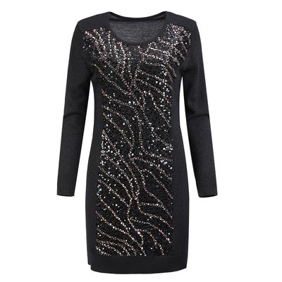 黑色亮片连衣裙LW15431A