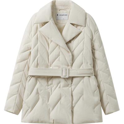 【播奥莱】播菱形绗缝西装领羽绒服女冬新短款收腰外套DDR4RD5207