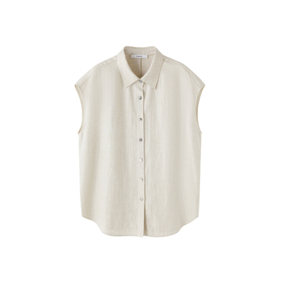 naiwill天丝麻夏季复古短袖衬衫