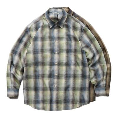 AURALEE可水洗超细羊毛格纹衬衫