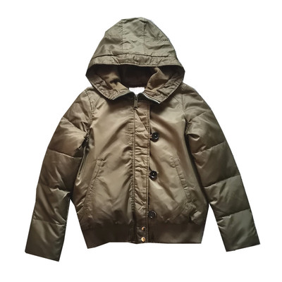 国内单女士秋冬季小个子毛呢拼接羽绒服休闲连帽短外套