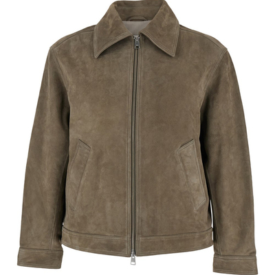 AMI PARIS 男士灰色麂皮翻领拉链皮衣 25早春 意大利代购